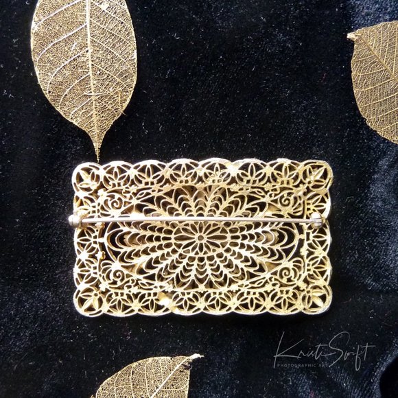 Vintage | Jewelry | Vintage Artdeco Rectangular Filigree Broochpin ...